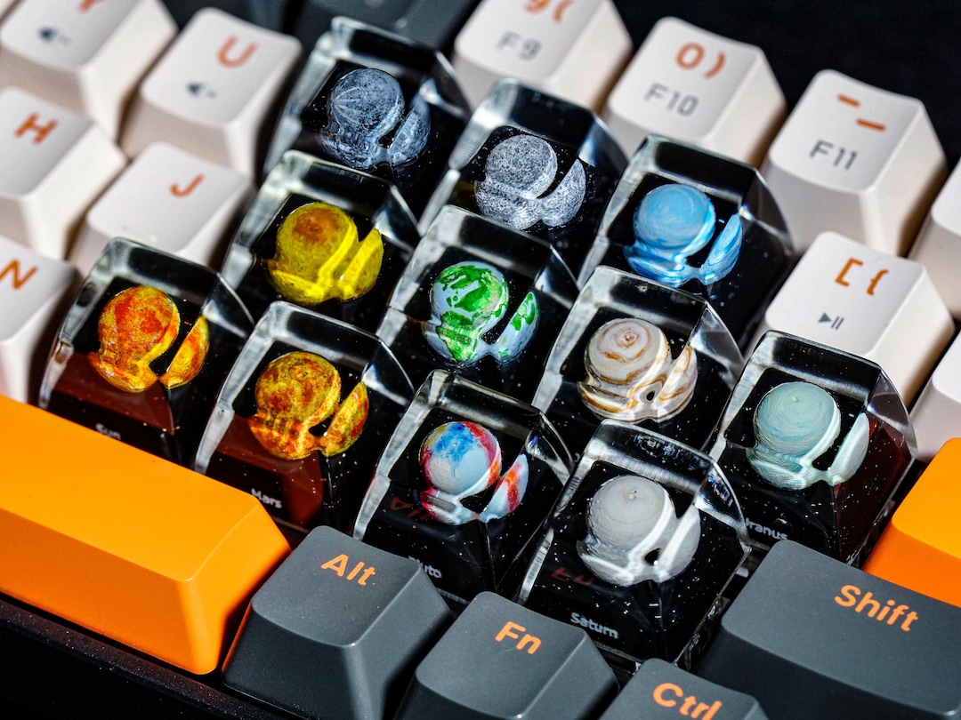 PREMIUM Planet Keycap Set, Solar System Artisan Keycap Set for MX Cherry Switches, Galaxy Resin ...