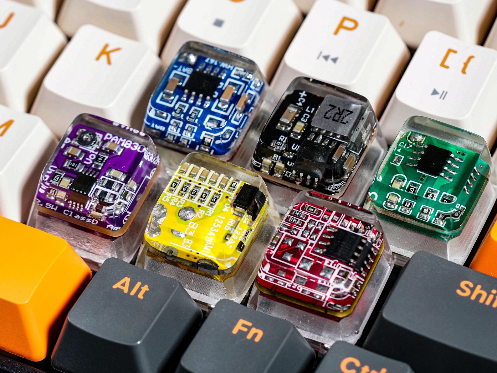 Circuit Board Resin Artisan Keycap Set, Transparent Keycap for Cherry ...