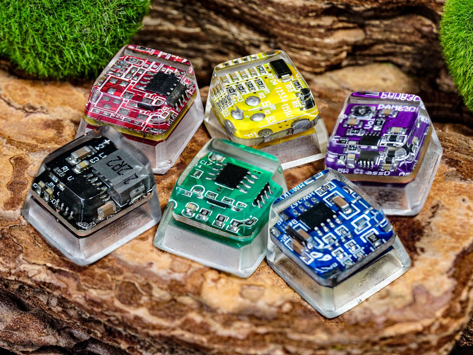 Circuit Board Resin Artisan Keycap Set, Transparent Keycap for Cherry ...