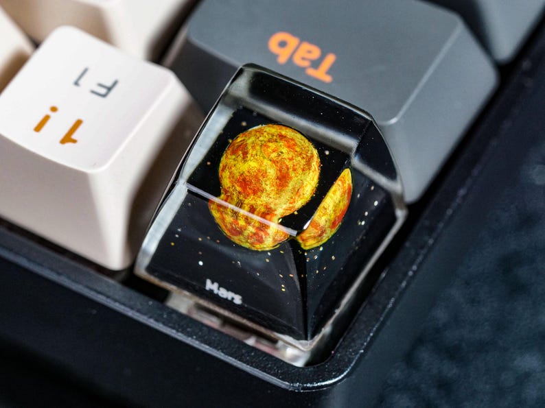 PREMIUM Planet Keycap Set, Solar System Artisan Keycap Set for MX Cherry Switches, Galaxy Resin ...
