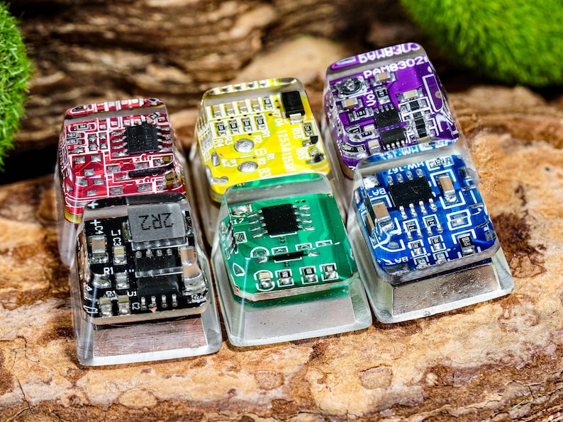 Circuit Board Resin Artisan Keycap Set, Transparent Keycap for Cherry ...