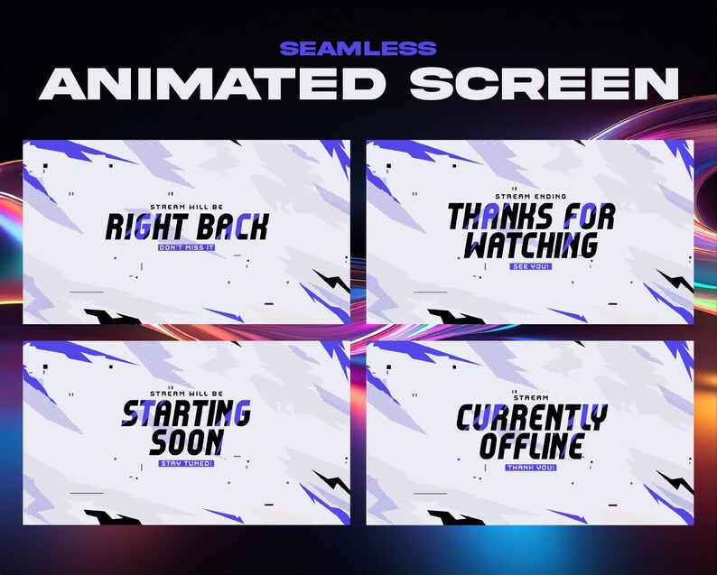 Seamless Animated Stream Screen - Twitch Graphic Overlay/futuristic Blue White Modern Design ...