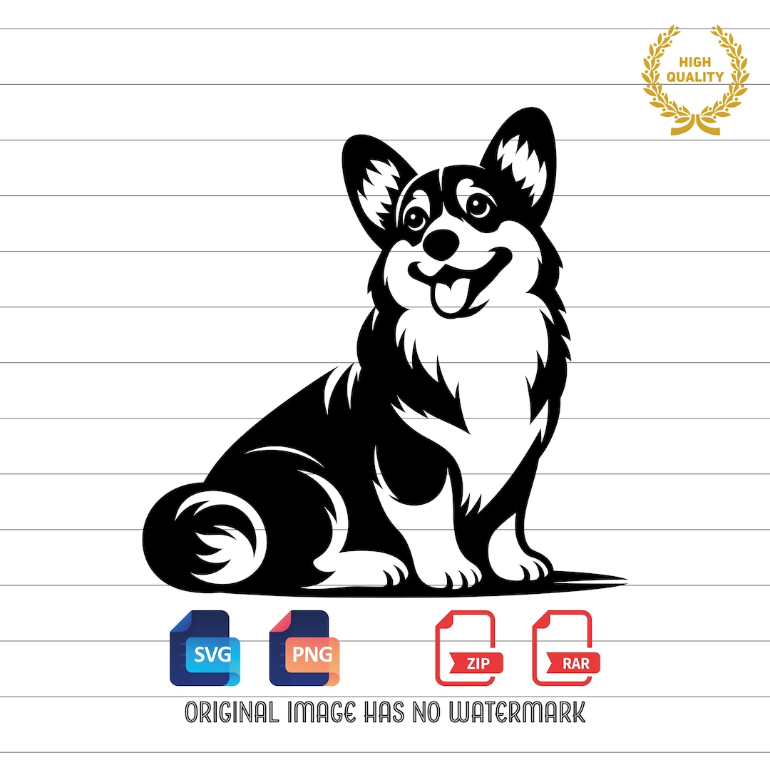 Corgi Svg and Png, Corgi Silhouette, Corgi Clipart, Cute Corgi Svg, Dog ...