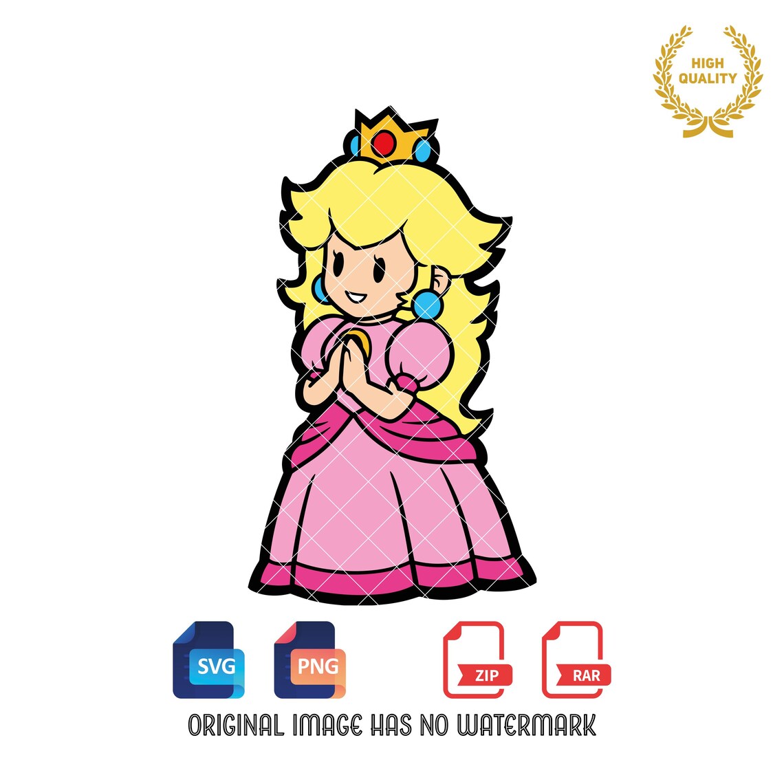 Princess Peach Svg and Png, Peach Svg, Peach Clipart, Svg and Png Files ...