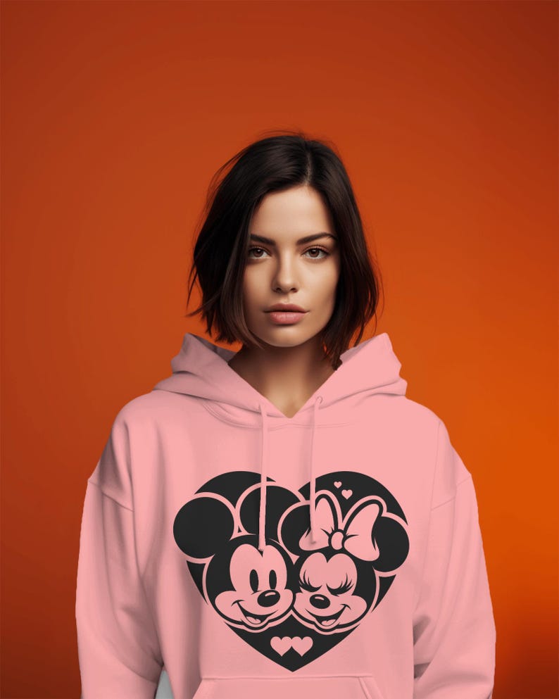 Mickey and Minnie Mouse Valentine's Day SVG PNG: Heart Silhouette ...