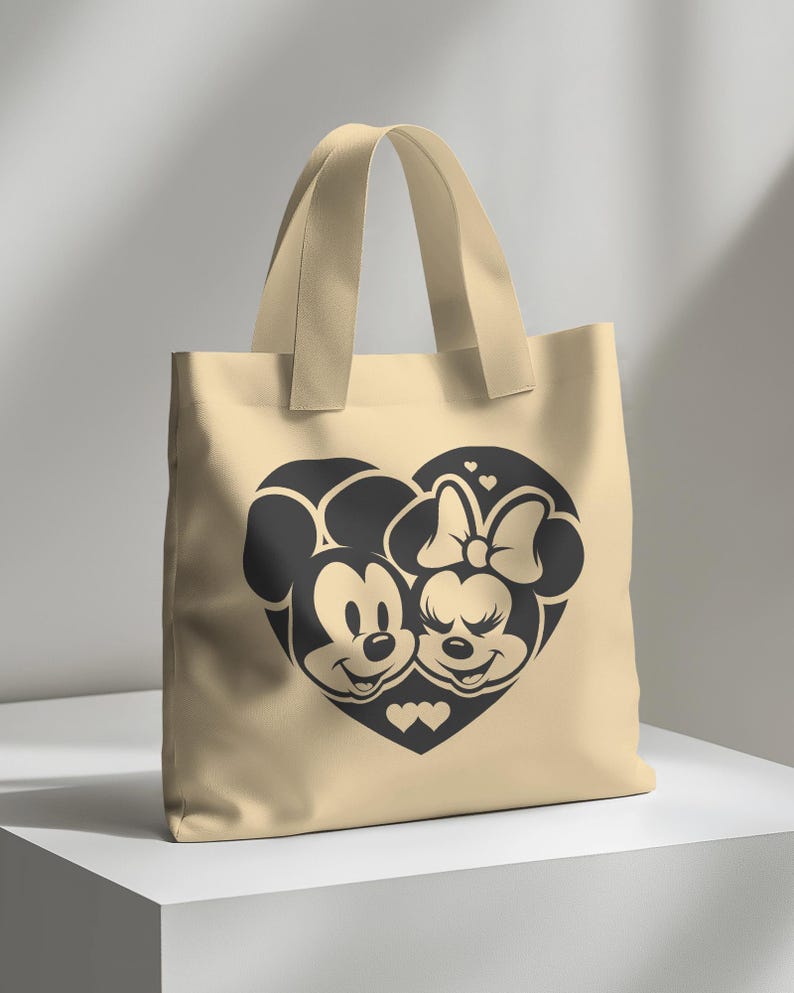 Mickey and Minnie Mouse Valentine's Day SVG PNG: Heart Silhouette ...