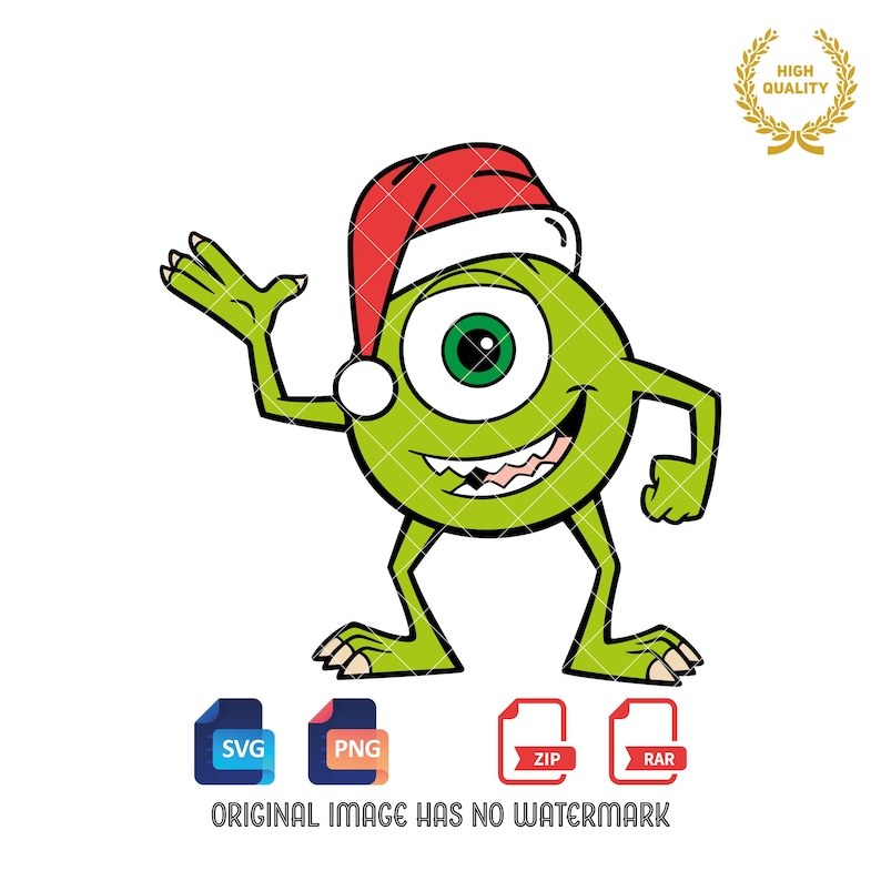 Monsters Inc Christmas Clipart: Mike Wazowski SVG, PNG (digital ...