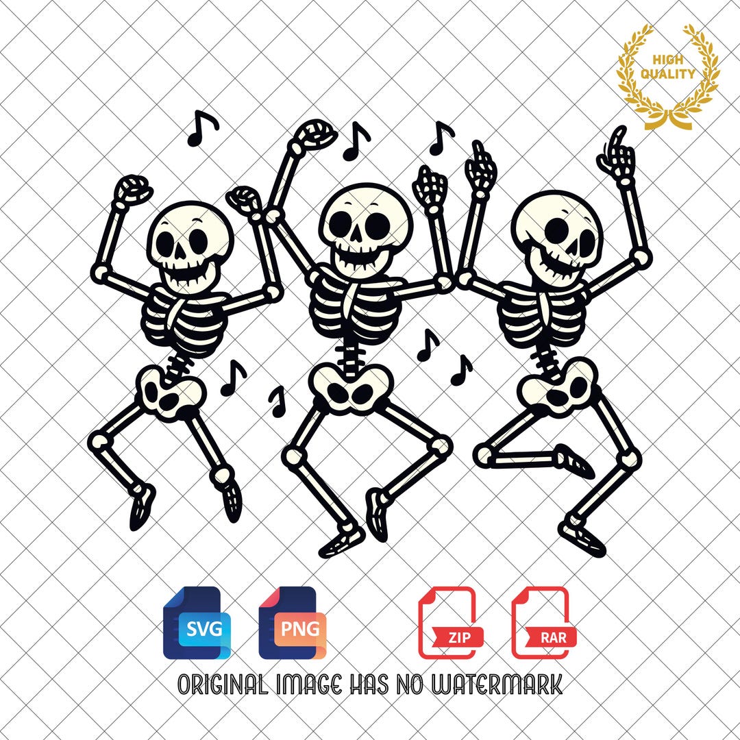 Dancing Skeleton SVG & PNG: Funny Halloween Clipart (digital Download ...