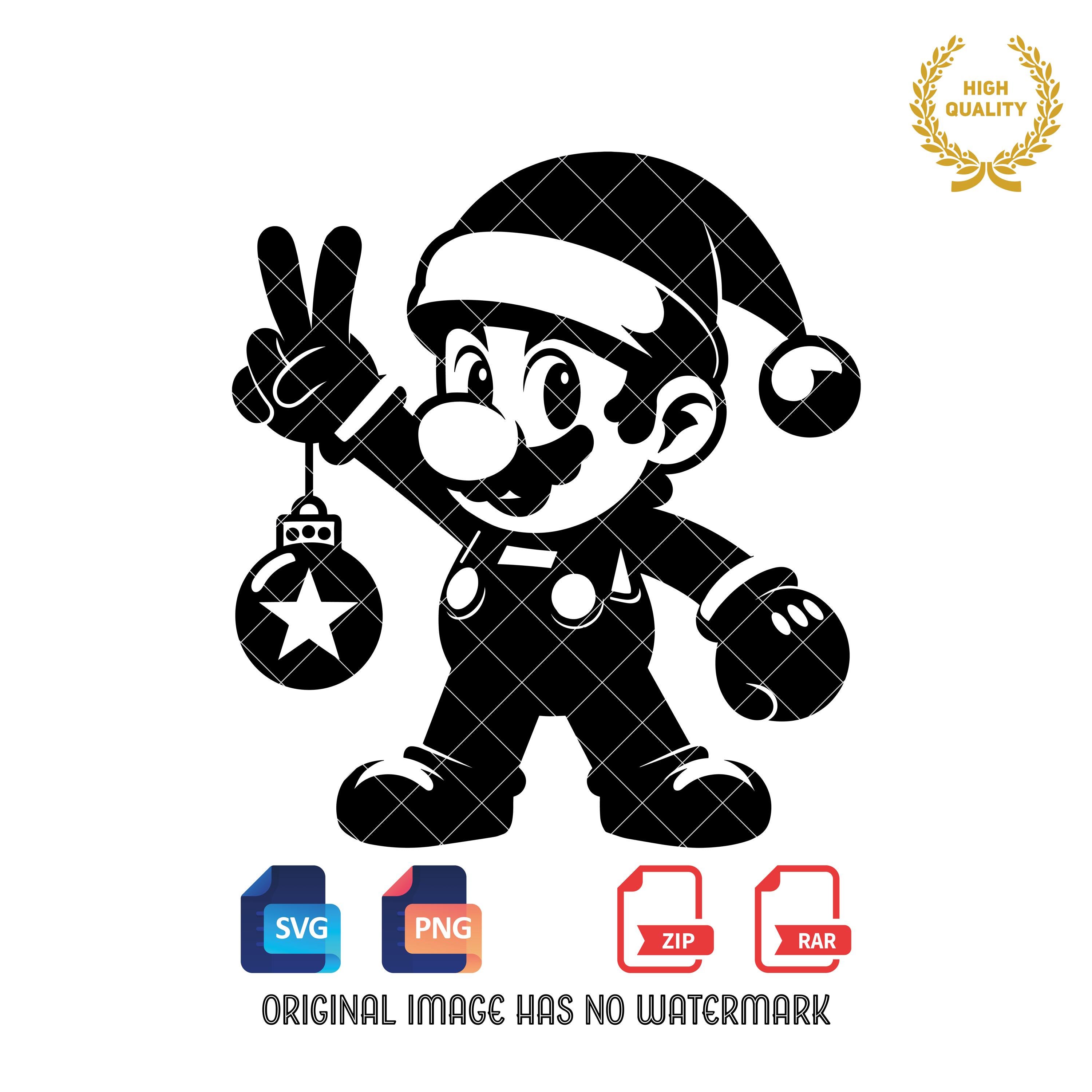Mario Christmas Png Svg, Mario Svg, Christmas Svg, Mario Silhouette ...