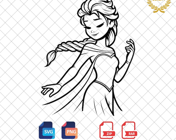Elsa Frozen Svg, Princess Svg, Frozen Sisters Elsa Svg, Cute Elsa ...