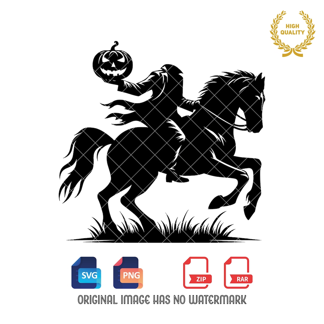 Headless Horseman Silhouette: Halloween SVG, PNG (digital Download) - Etsy