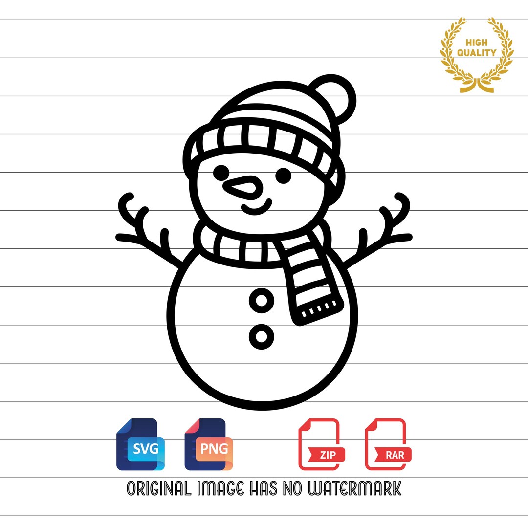 Christmas Snowman Outline: SVG & PNG Files (digital Download) - Etsy ...