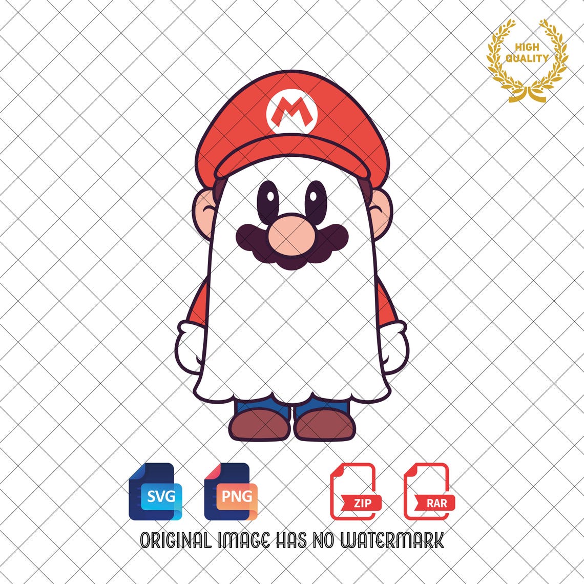 Mario Svg and Png, Ghost Svg, Halloween Mario Svg, Mario Png, Spooky ...