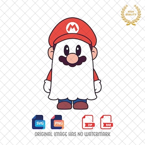 Mario Svg and Png, Ghost Svg, Halloween Mario Svg, Mario Png, Spooky ...