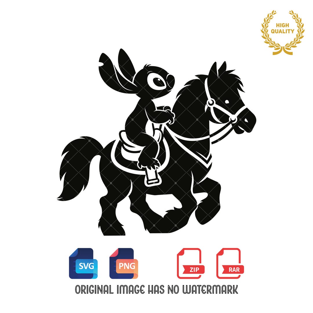 Stitch Svg and Png, Horse Svg, Cowboy Stitch Svg, Stitch is Riding a ...