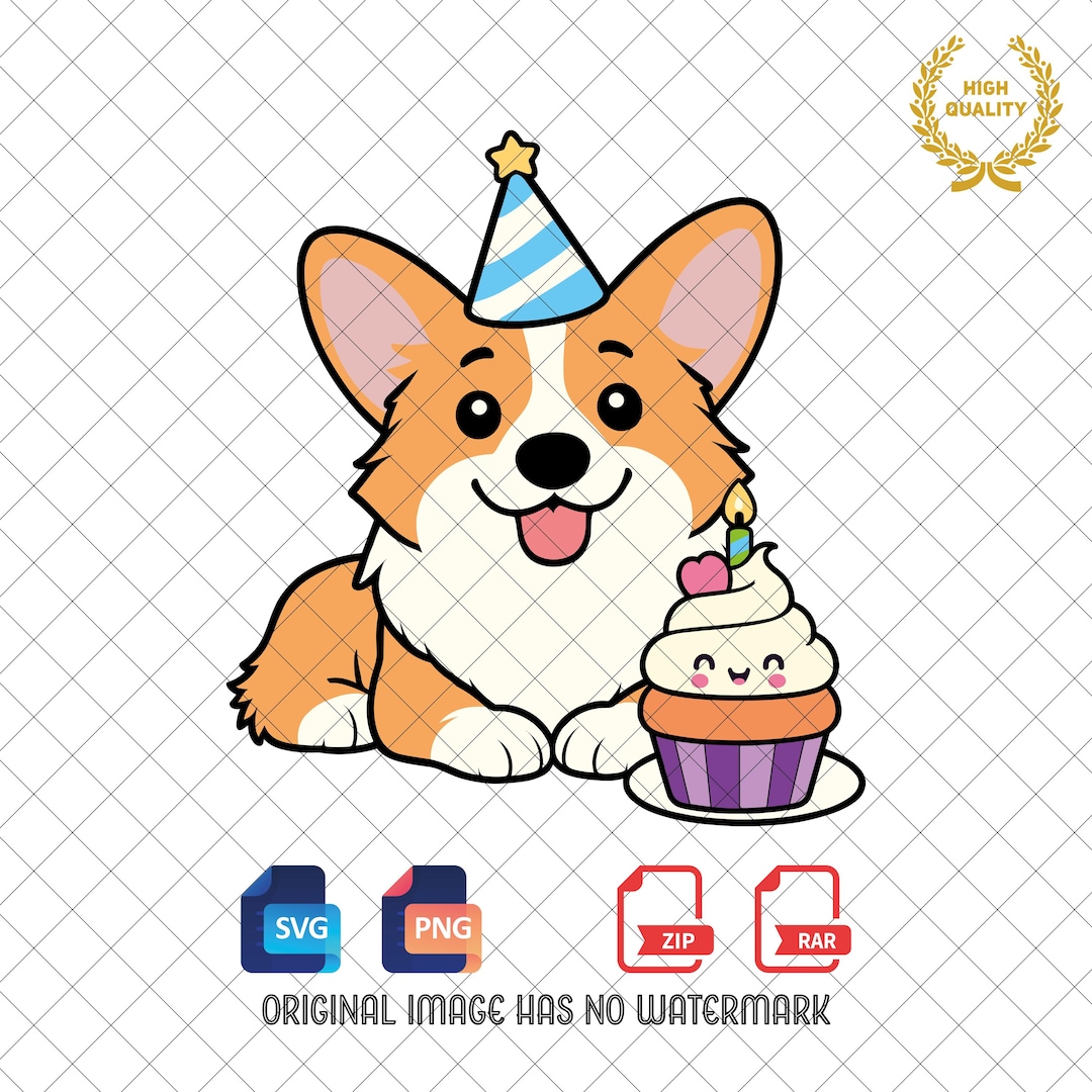 Corgi Svg, Corgi Birthday Png, Dog Svg, Happy Birthday Svg, Corgi Art ...