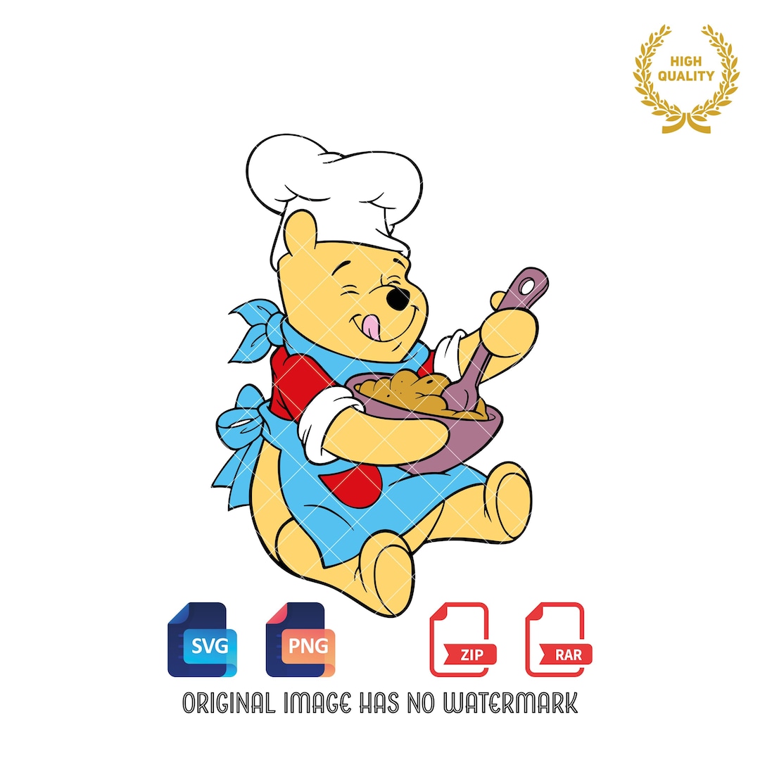 Chef Winnie the Pooh Clipart: SVG, PNG Files (digital Download) - Etsy