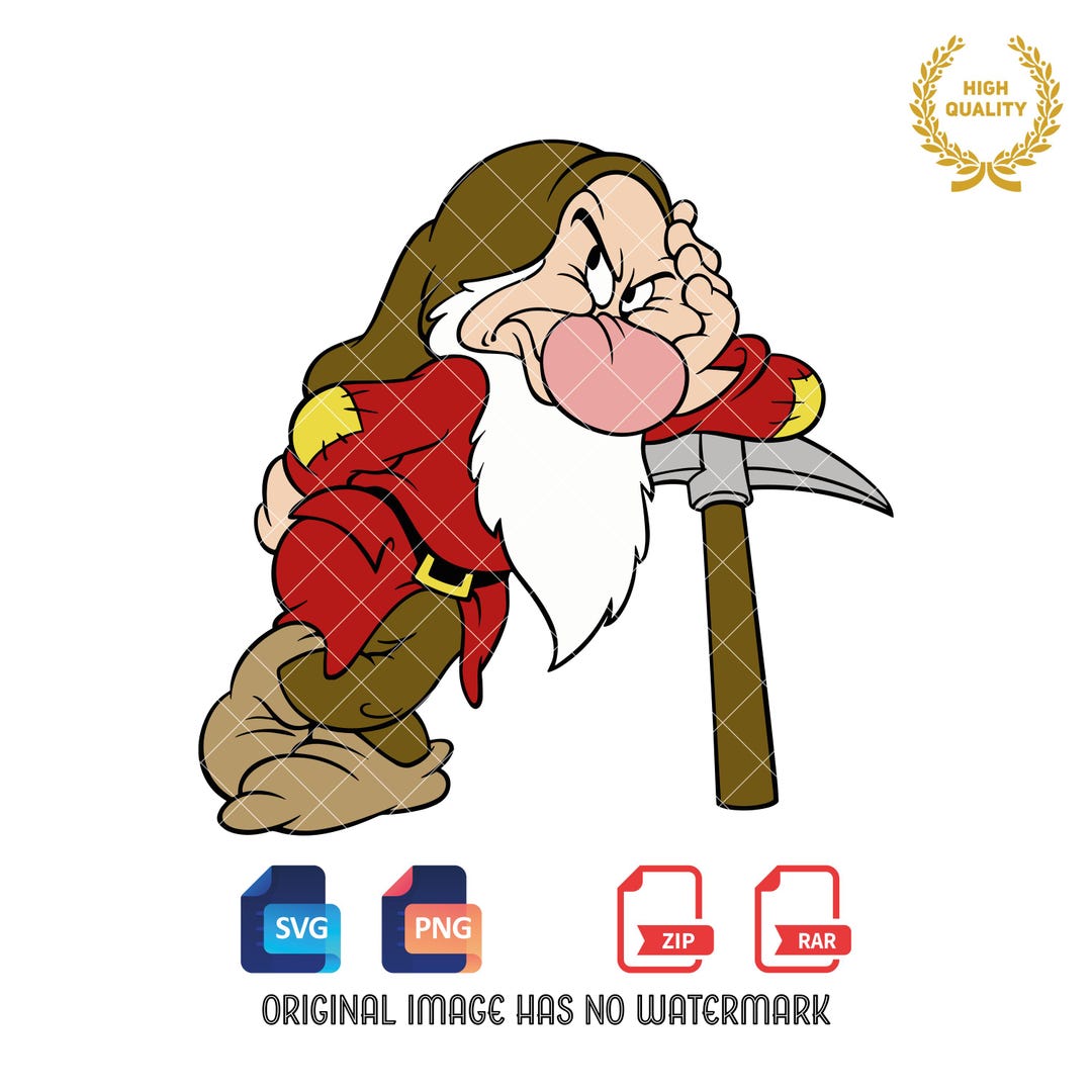 Grumpy Dwarf Cartoon Clipart: Snow White SVG PNG (digital Download) - Etsy