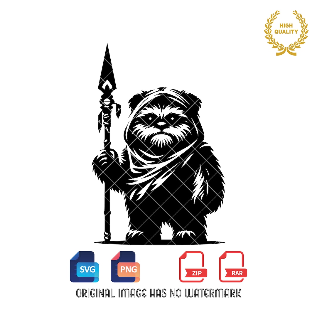 Star Wars Svg, Ewok Svg and Png, Star Wars Clipart, Ewok Silhouette, Svg and Png Files, Digital ...