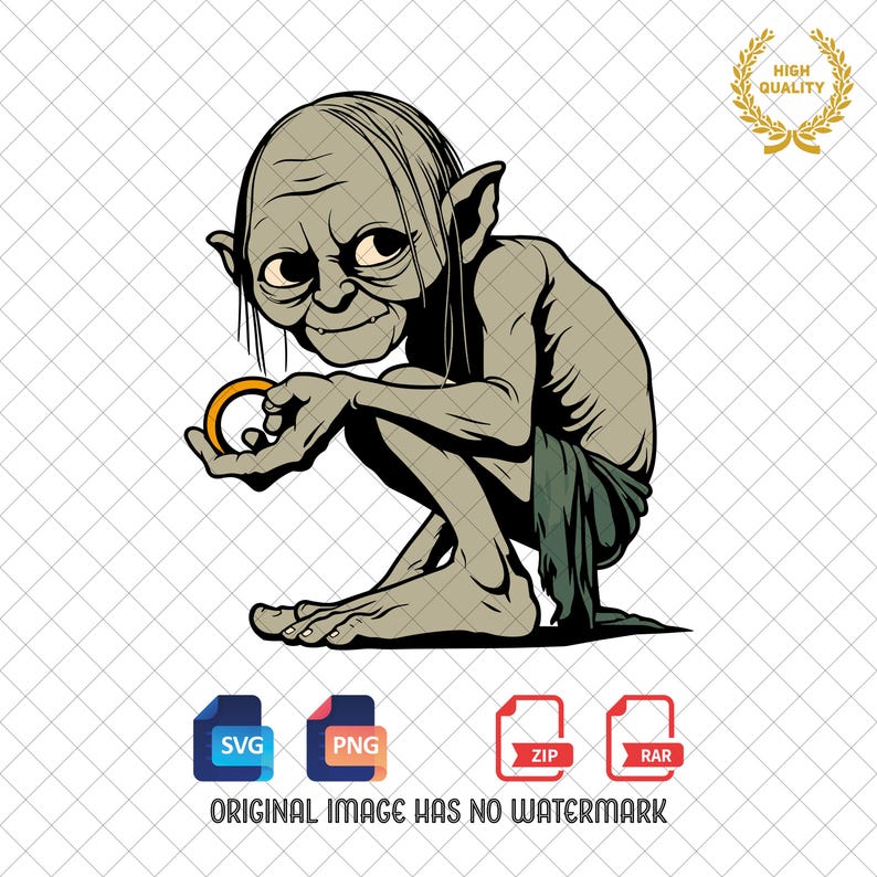 Gollum With Ring SVG PNG, LOTR Fan Art (digital Download) - Etsy
