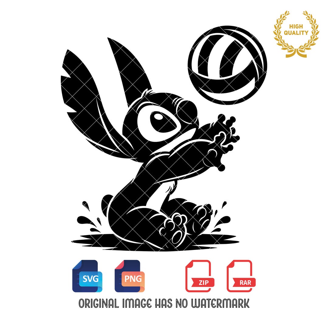 Stitch Volleyball SVG: Silhouette Clipart, Sports Png (digital Download ...