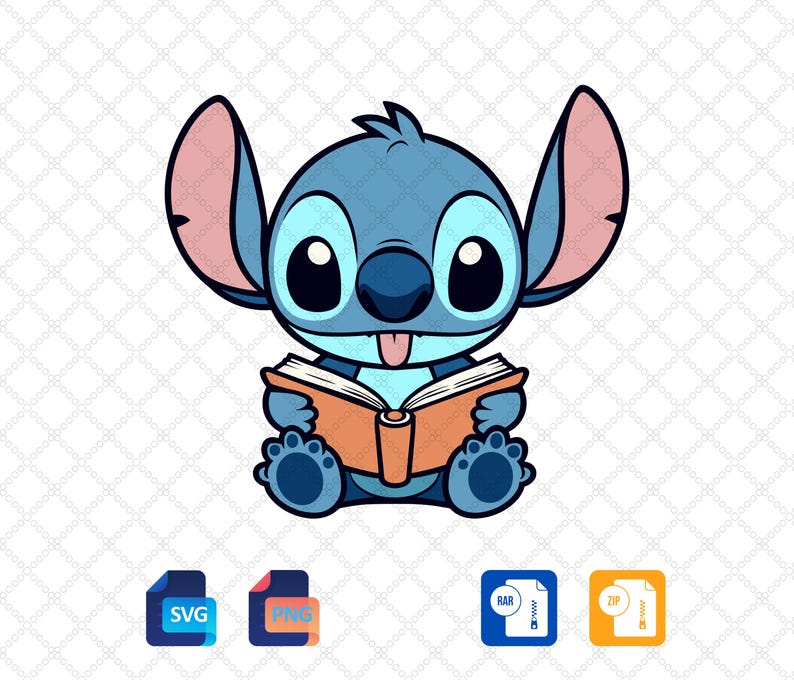 Stitch Svg, Bookish Stitch, Reading Svg, Stitch Png, Svg and Png Files ...