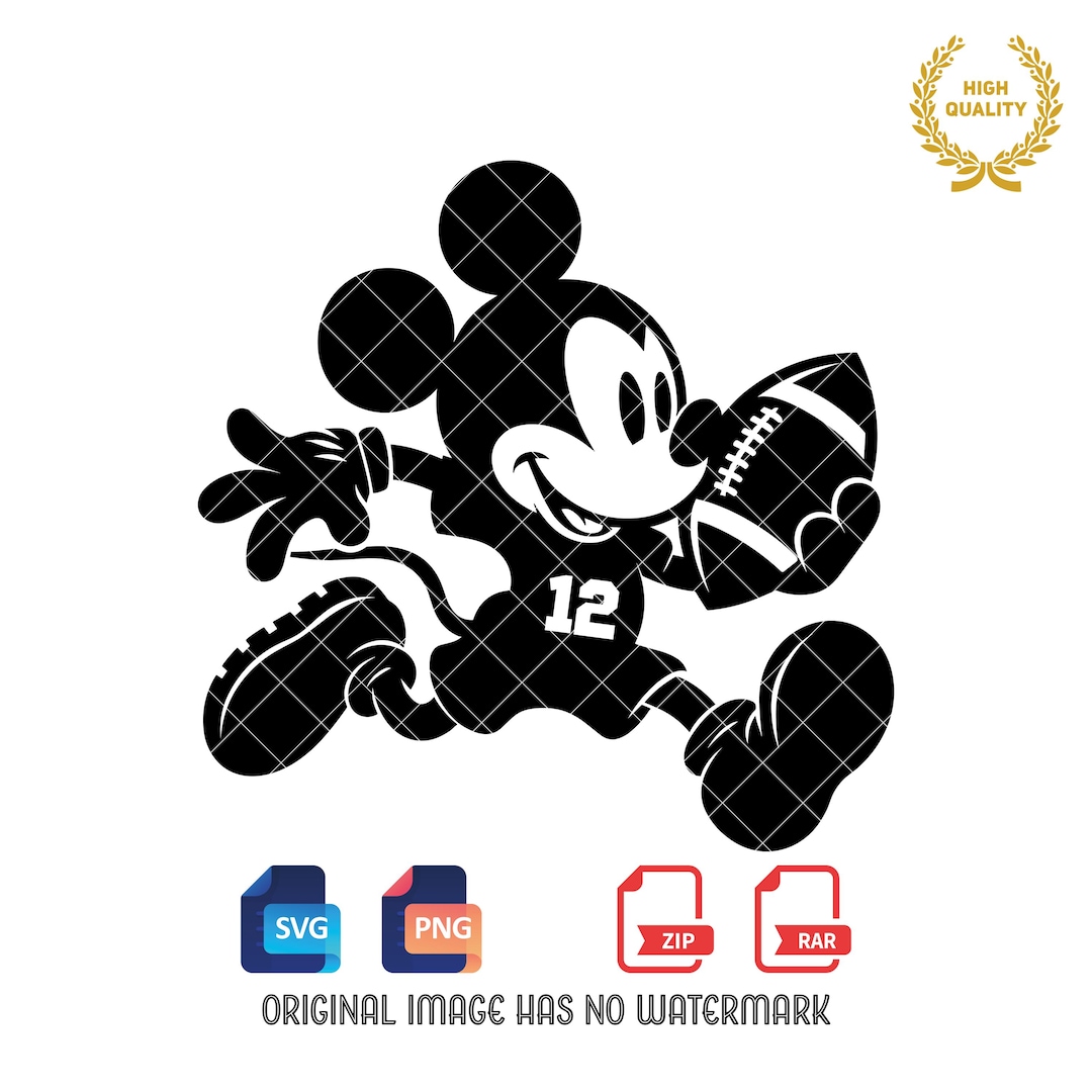 Mickey Mouse Football Svg Png, Mickey Mouse Silhouette, Football Svg ...