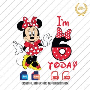 Minnie Mouse 6th Birthday SVG PNG - Girl Birthday (digital Download) - Etsy
