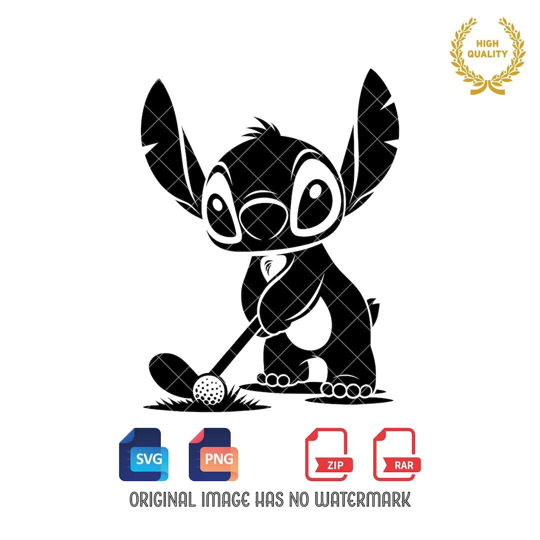 Stitch Golfing Silhouette: SVG, PNG Files (digital Download) - Etsy