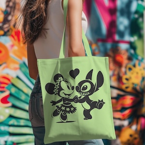 Stitch and Minnie Mouse Svg, Stitch Clipart, Stitch Silhouette, Minnie ...