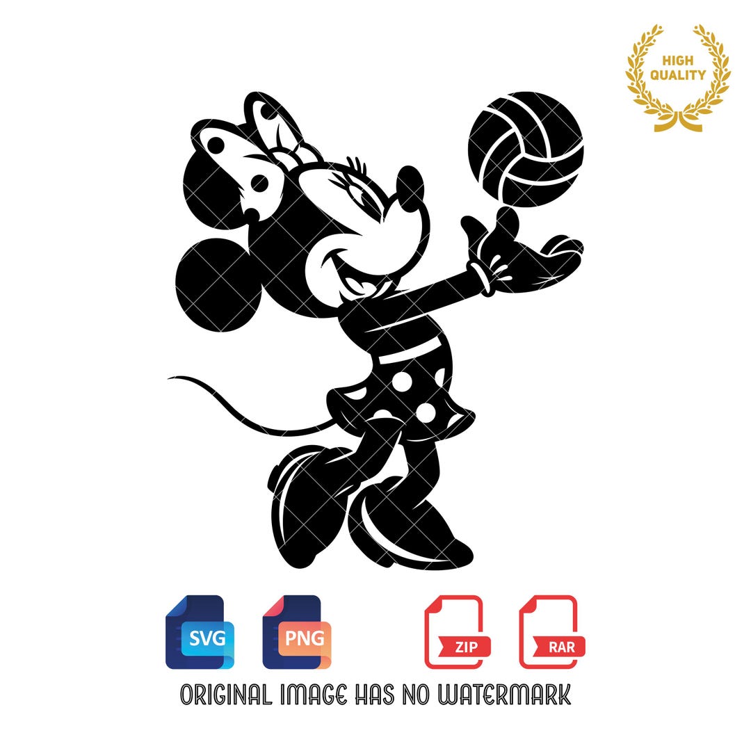 Minnie Mouse Volleyball Silhouette: SVG, PNG Files - Etsy