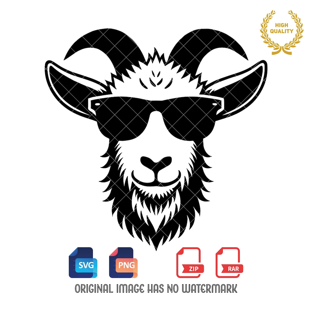 Goat With Sunglasses, Goat Svg, Goat Head Svg, Goat Png, Farm Animal ...