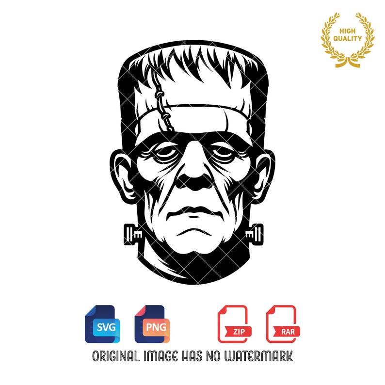 Frankenstein Monster SVG PNG: Halloween Silhouette (digital Download ...
