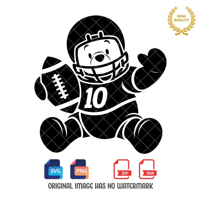 Winnie the Pooh Football SVG: Pooh Bear Silhouette (SVG/PNG) - Etsy