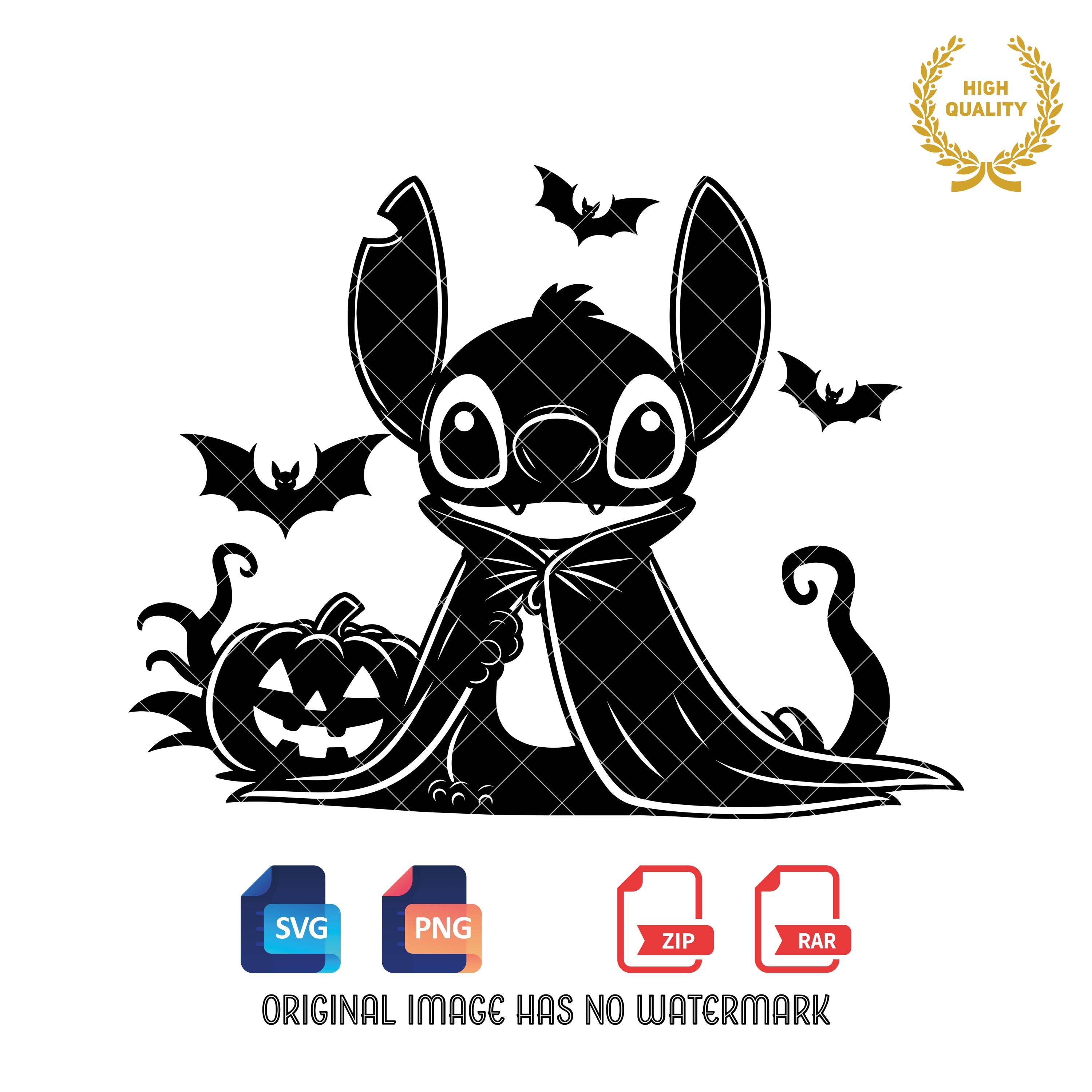 Halloween Stitch Vampire SVG: Bat Silhouette, Pumpkin (digital Download ...