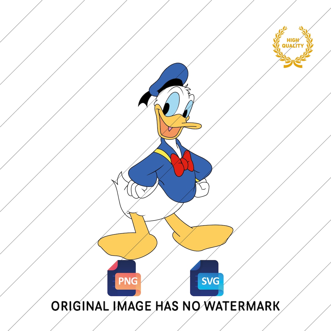 Donald Duck Svg and Png, Duck Svg, Donald Clipart, Cute Duck Png, Svg ...
