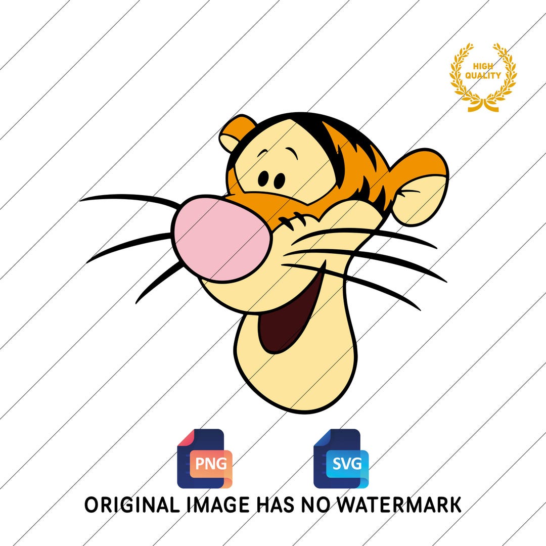 Tigger Head Clipart: Svg and Png Files (digital Download) - Etsy