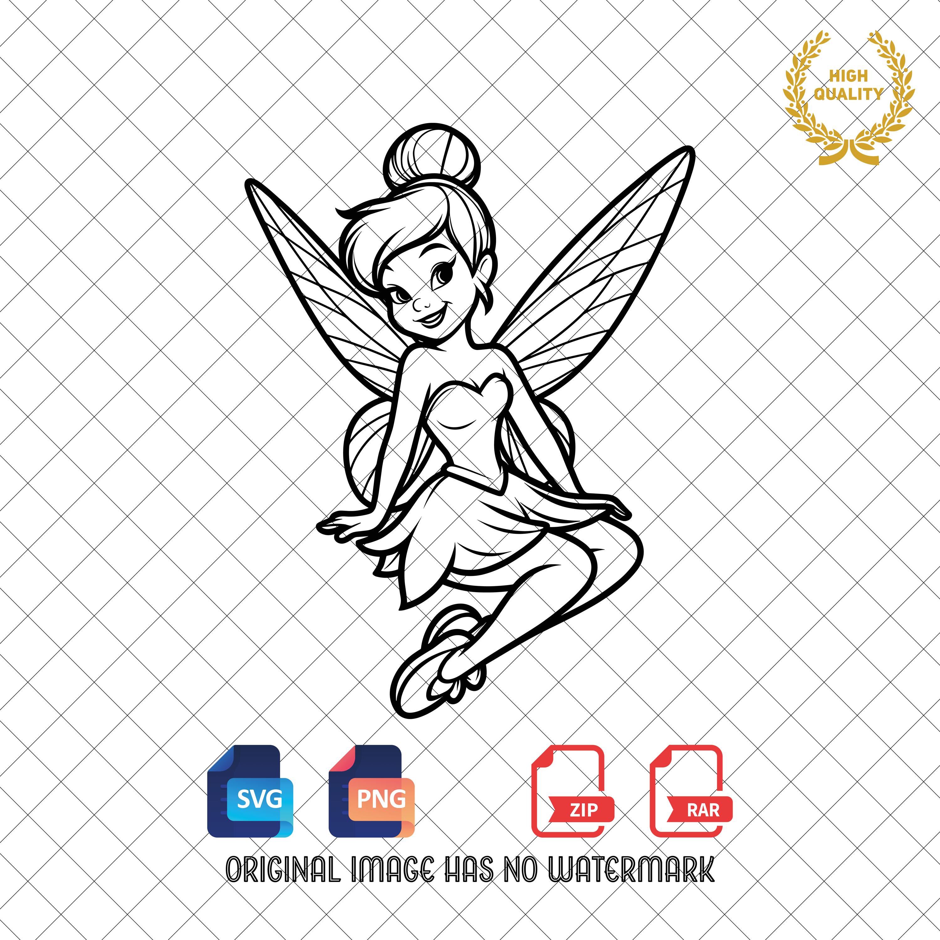Tinker Bell Svg Png, Fairy Svg, Tinker Bell Outline Svg, Tinkerbell ...