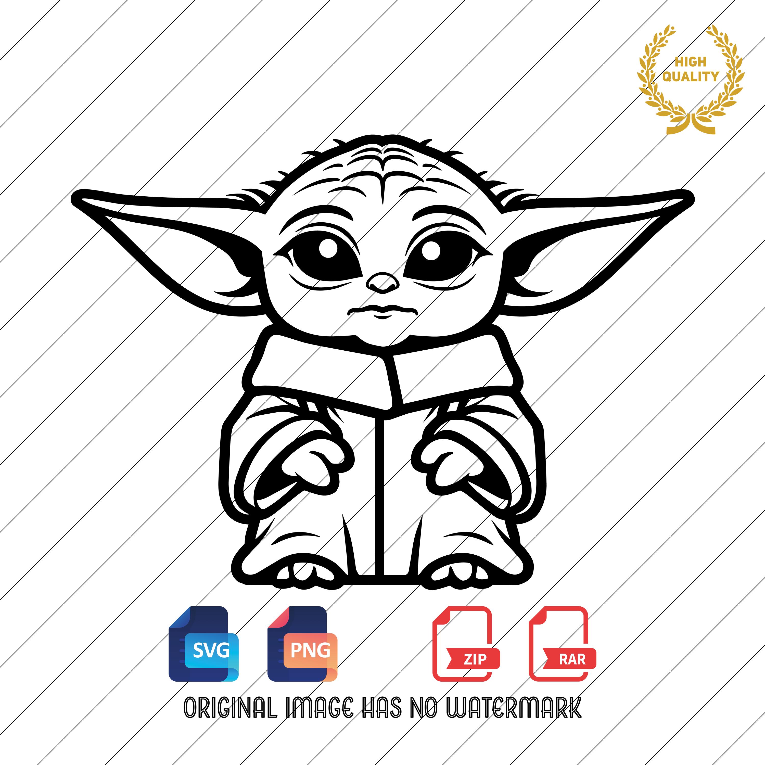 Baby Yoda SVG, Grogu Outline, Star Wars Mandalorian (digital Download ...