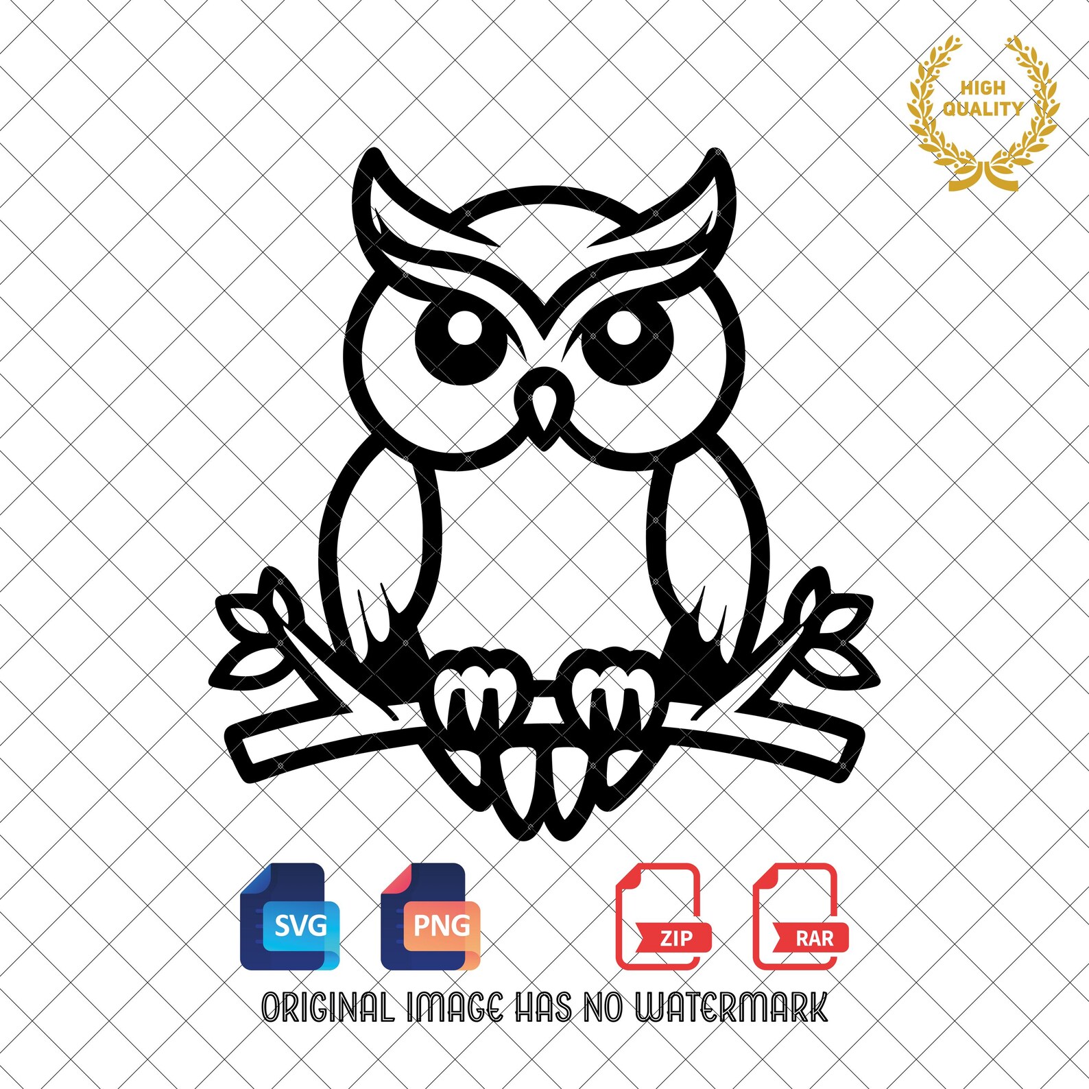 Cute Owl Outline SVG, PNG Clipart, Animal Silhouette (digital Download ...