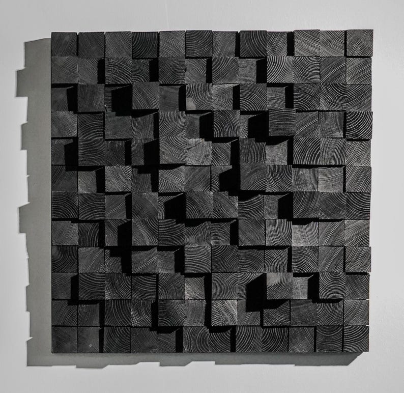 Wood Acoustic Panel – Sound Diffuser Wall Art, Cube Home Studio Decor ...