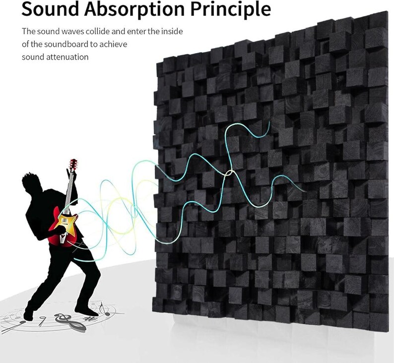 Wood Acoustic Panel – Sound Diffuser Wall Art, Cube Home Studio Decor ...
