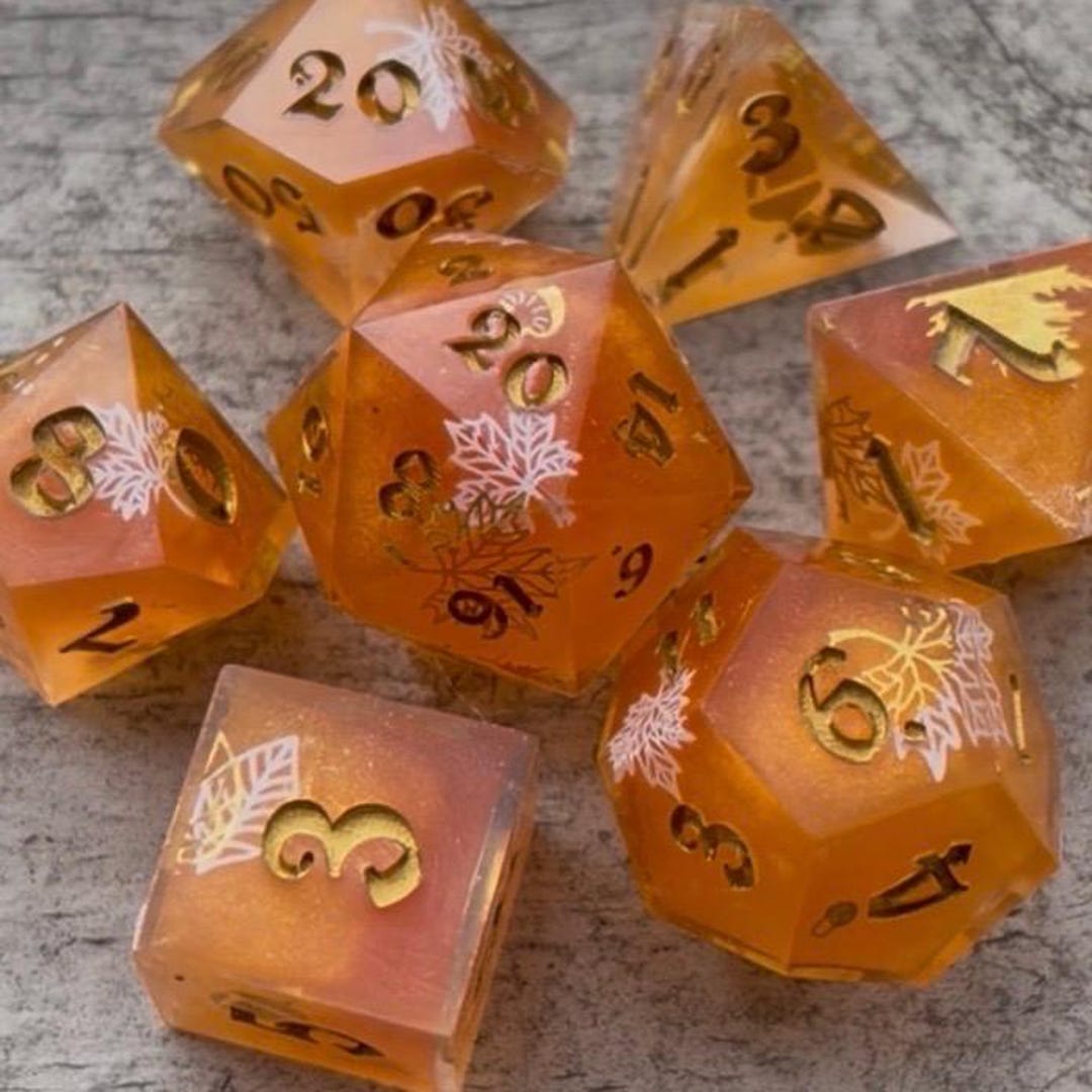 Red Orange Fall Leaf 7 Piece Autumn Resin Dice Set DND - Etsy