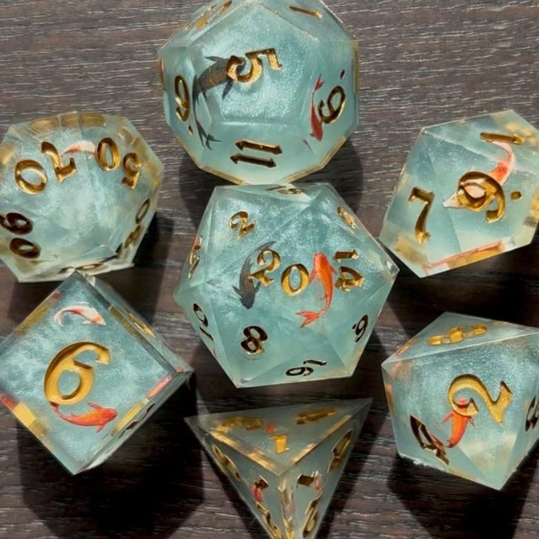 Koi Pond Resin 7 Piece Dice Set DND - Etsy
