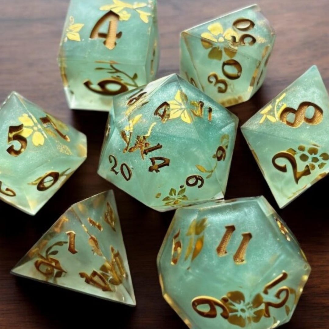 Floral Springs Resin 7 Piece Dice Set DND - Etsy