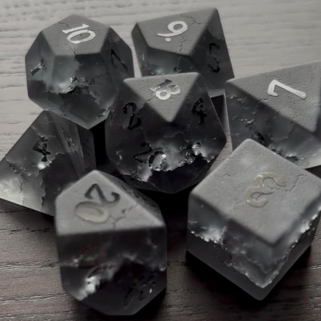 Midnight Lightning Matte Black 7 Piece Dice Set DND - Etsy