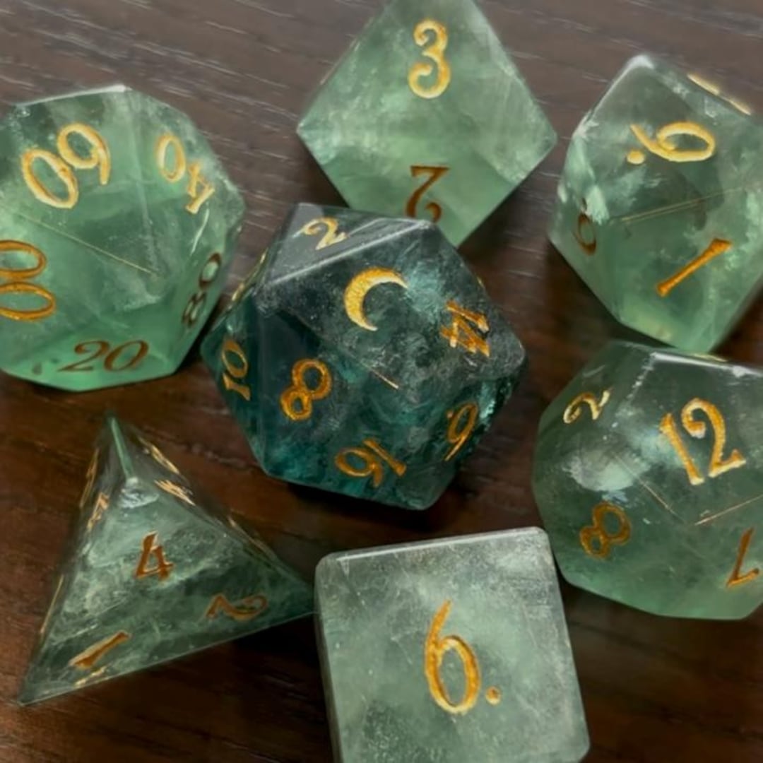 Jade Moon Stone 7 Piece Dice Set DND - Etsy