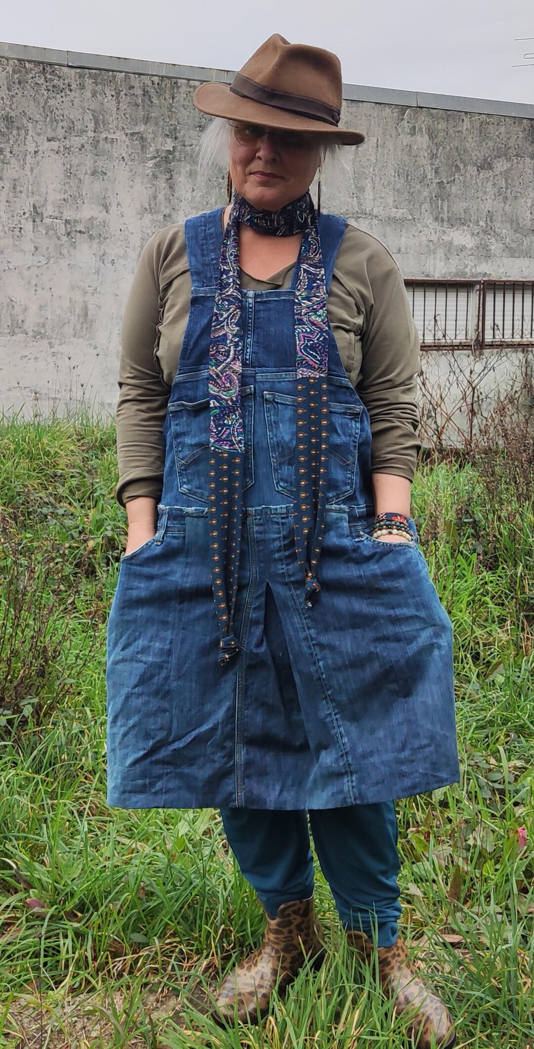 Cascais, a Handmade Overall Dress Made From Upcycled Distressed Jeans ...