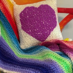 Crochet Patchwork Heart Pillow Cover, Granny Square Heart Pillow - Etsy