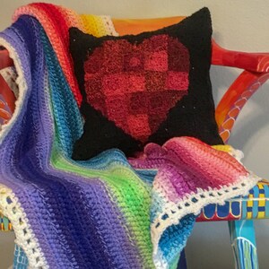Crochet Patchwork Heart Pillow Cover, Granny Square Heart Pillow - Etsy